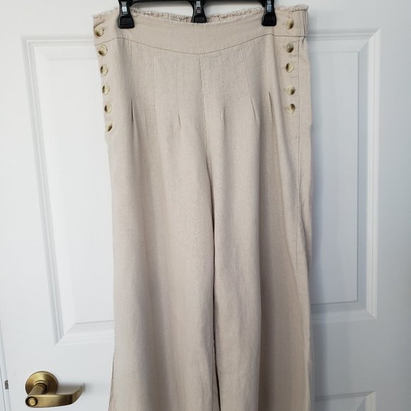Rewash | Pants & Jumpsuits | Rewash High Waist Pleated Linen Blend Wide ...